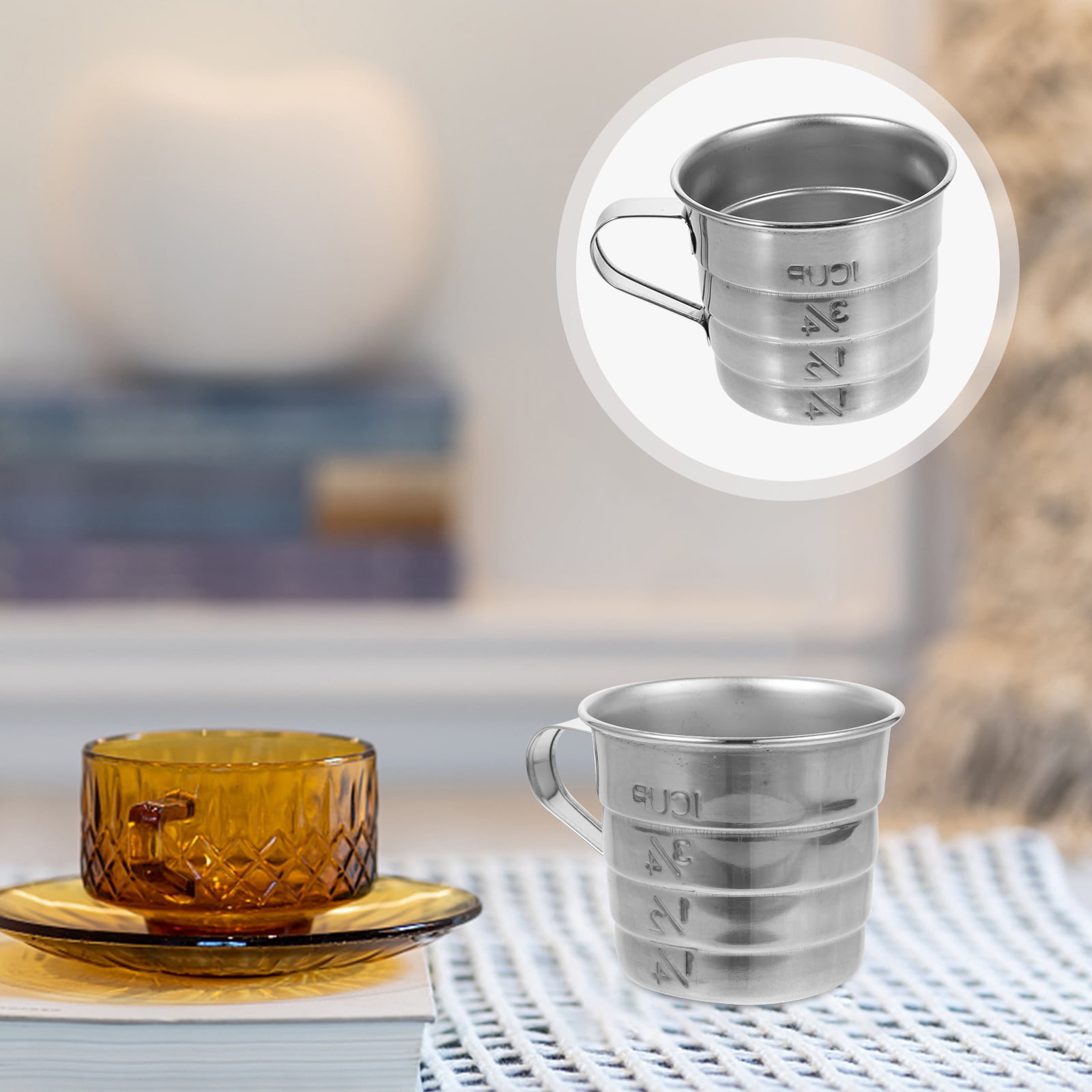 PENIKOKO Silver Stainless Measuring Cup with Scale Design and Easy Grip ...