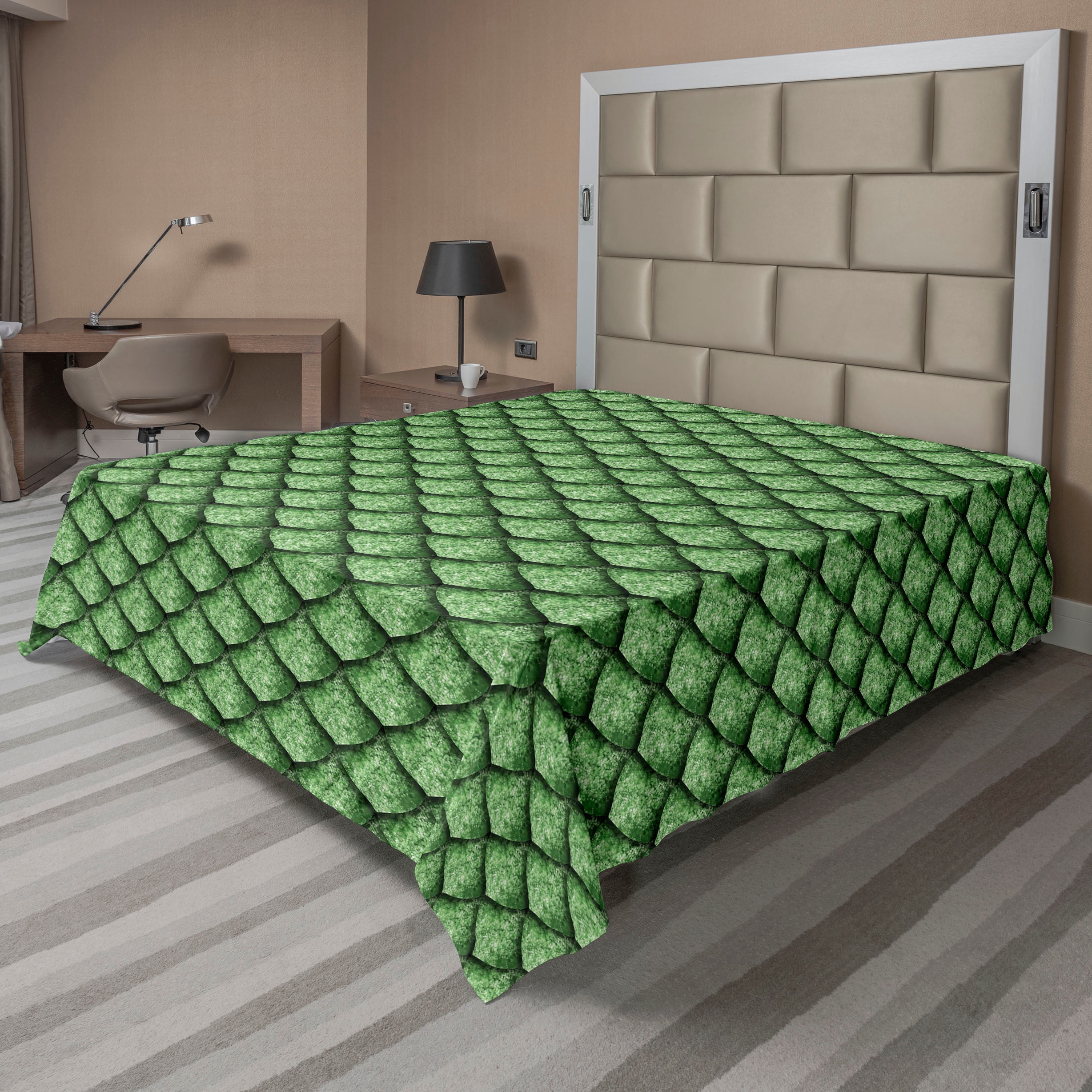 Ambesonne Scale Print Flat Bedding Sheet Soft Top Sheet, Leafy Fish ...