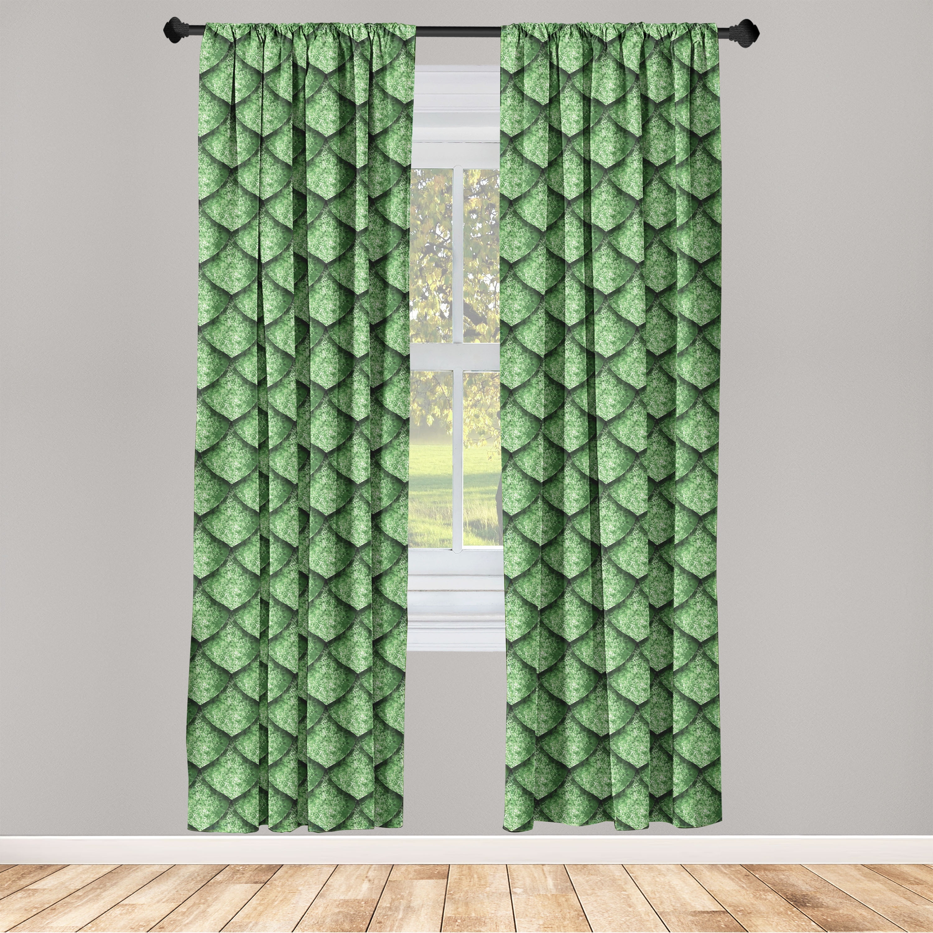 Scale Print Window Curtains, Leaf Look Fish Skin Inspired Motif ...
