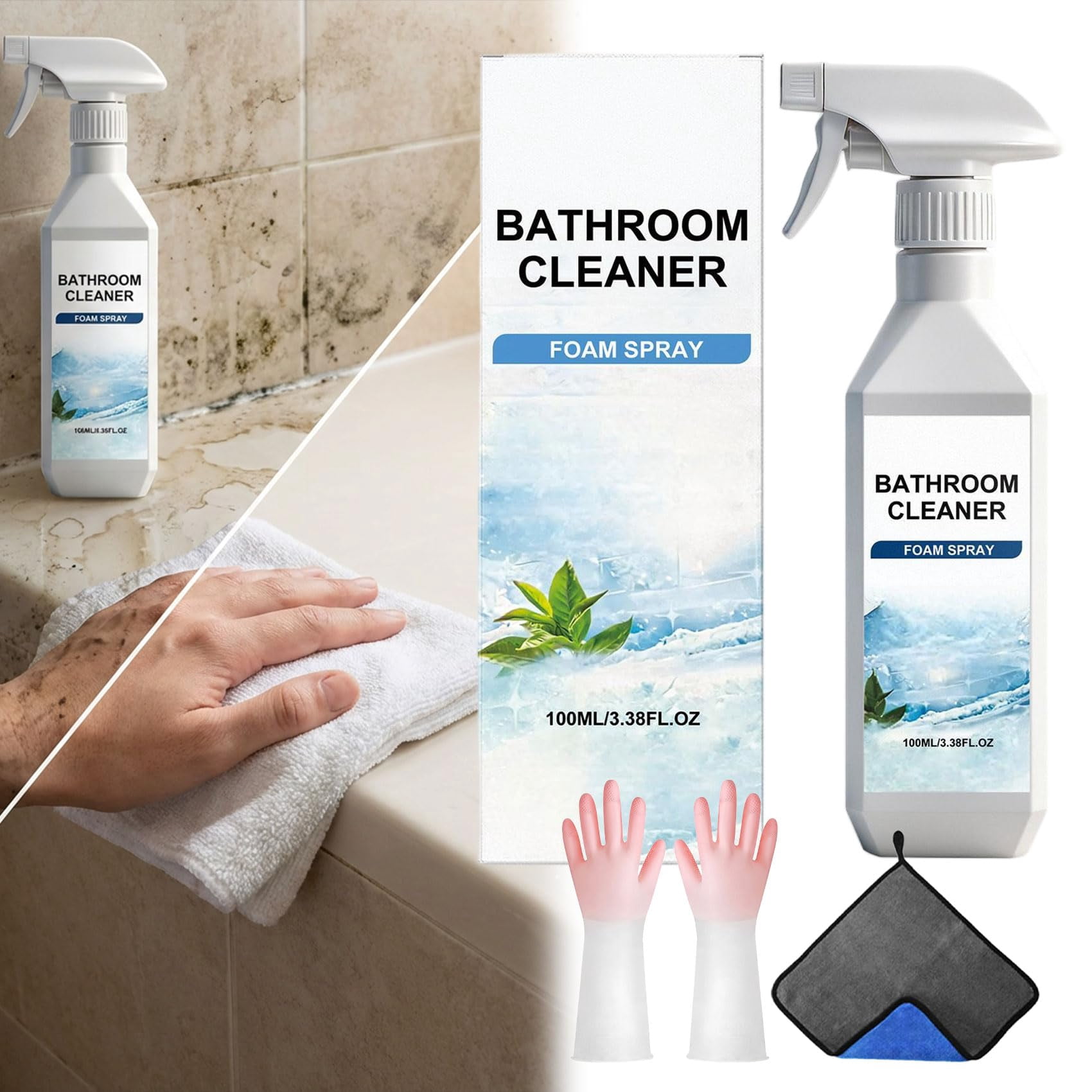 Scale Remover Bathroom Cleaner, 3.38OZ Bathroom Cleaner Foam Spray for ...