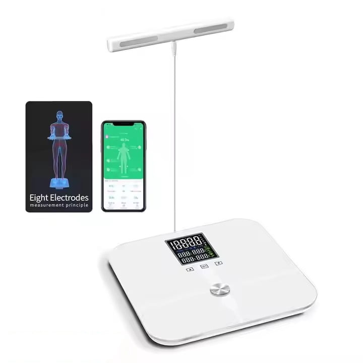 Scale for Body Weight and Fat Percentage, 8 Electrodes High Precision Digital Scale for BMI 20 ...