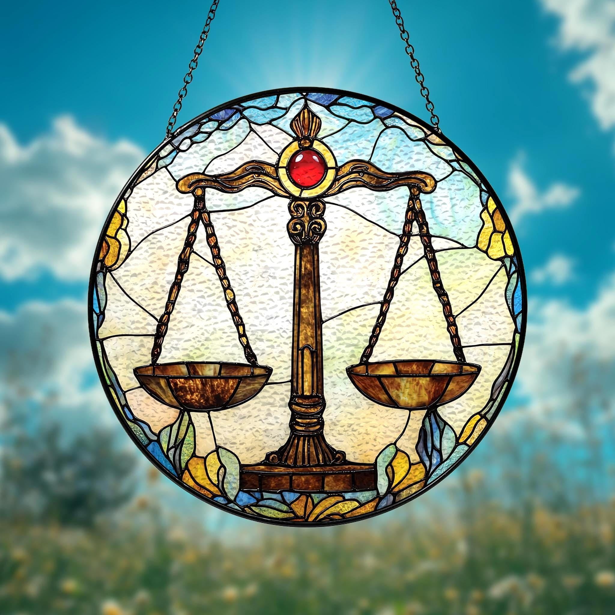 Scale of Justice Stained Glass Suncatcher – Lawyer Gift Window Hanging ...