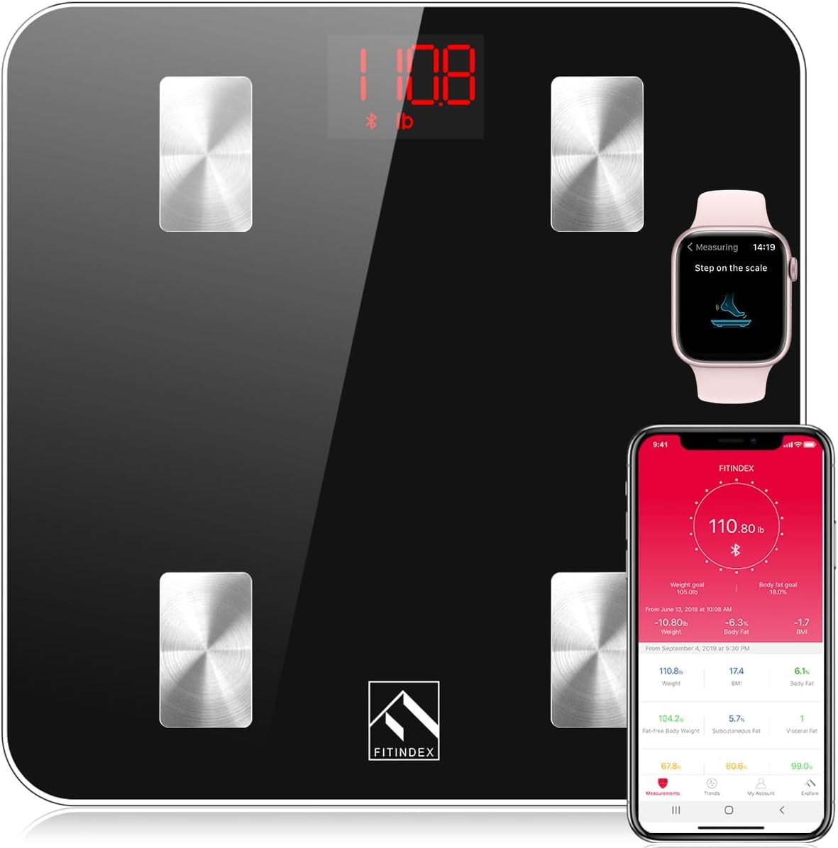 Scale with BMI, Body Fat, Muscle Mass, Smart Scale for Body Weight ...
