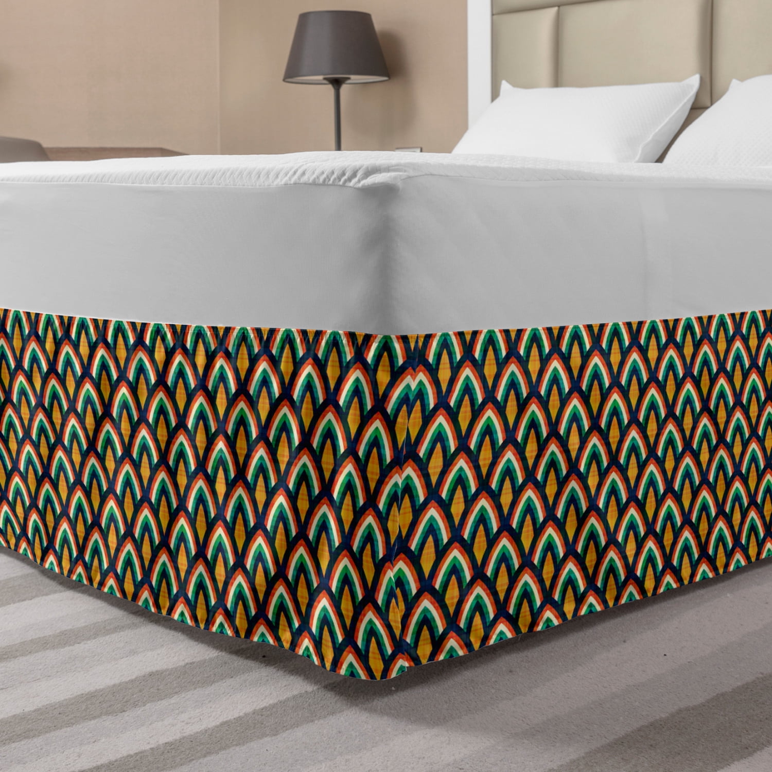 Scales Bed Skirt, Colorful Japanese Squama Inspired Pattern with ...