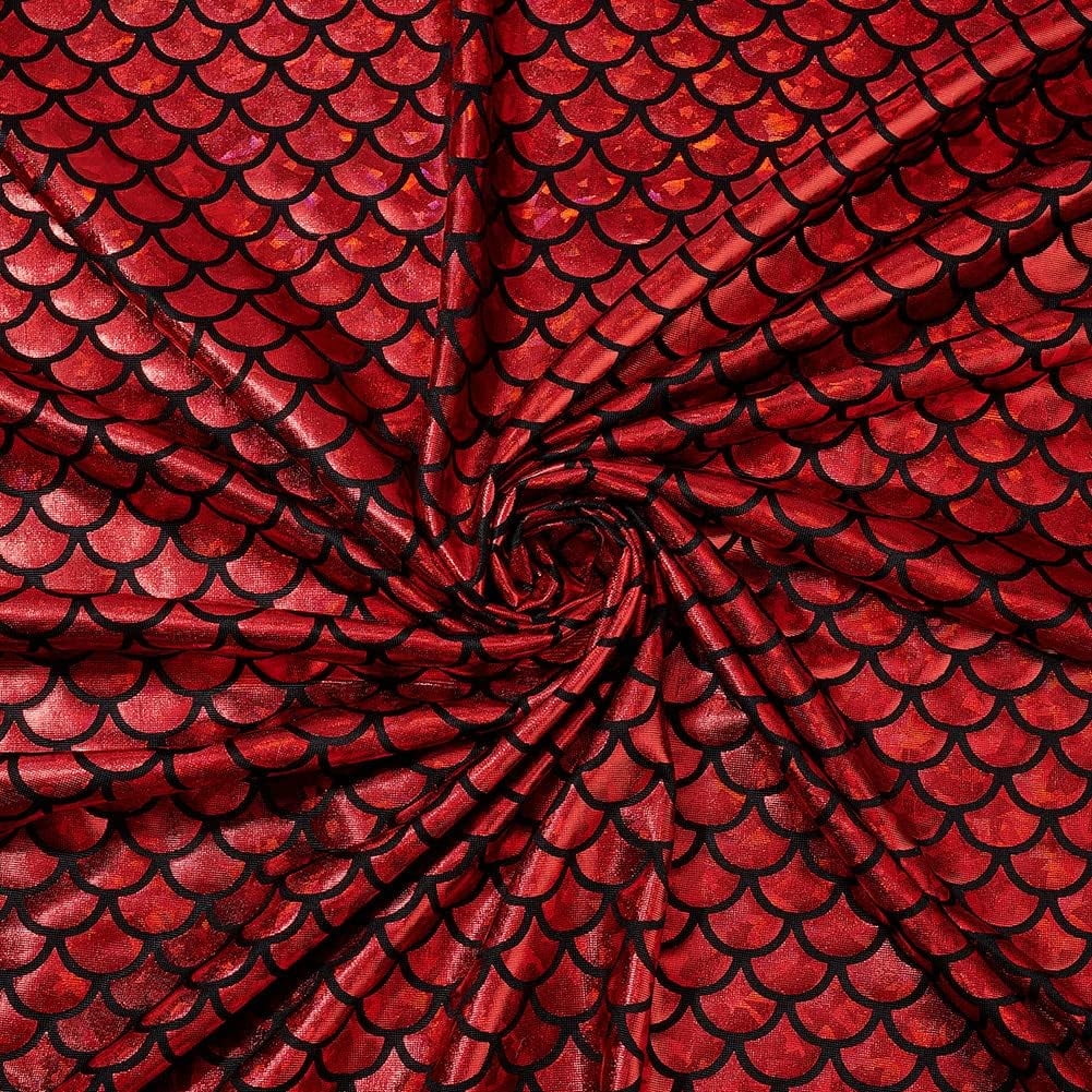 Scales Fabric 39.4x59inch Iridescence Red Color Sparkly Hologram ...