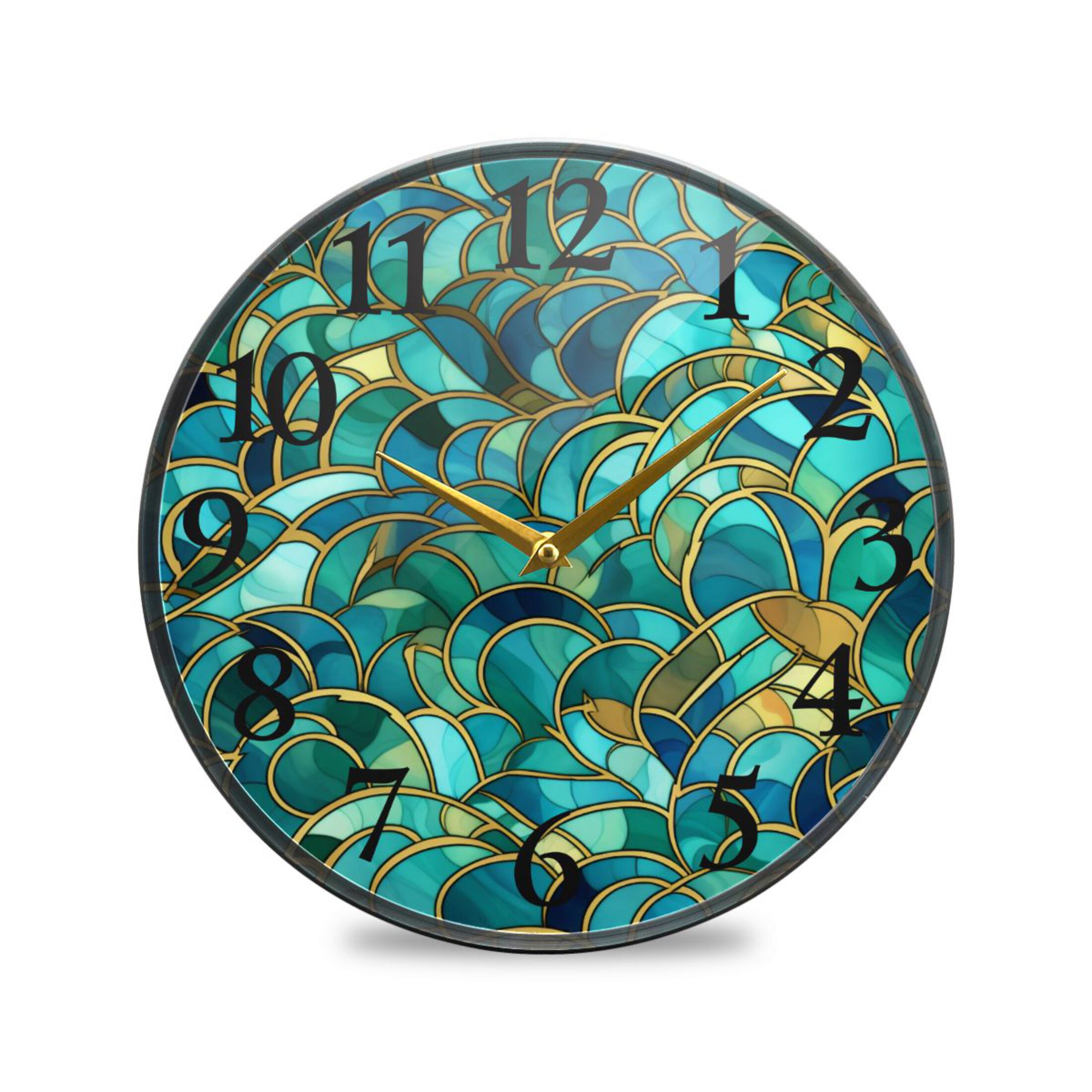 Scales Green Wall Clocks Battery Operated 11.9 Inch Round Clock Acrylic ...