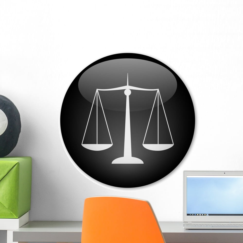 Scales Justice Button Wall Mural Decal Sticker, Wallmonkeys Peel ...