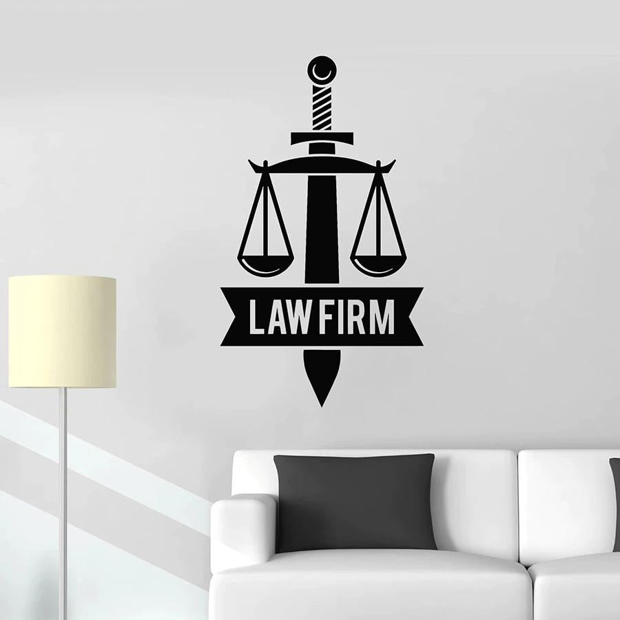 Scales Justice Wall Decal Creative Sword Mural Law Firm Office Court ...
