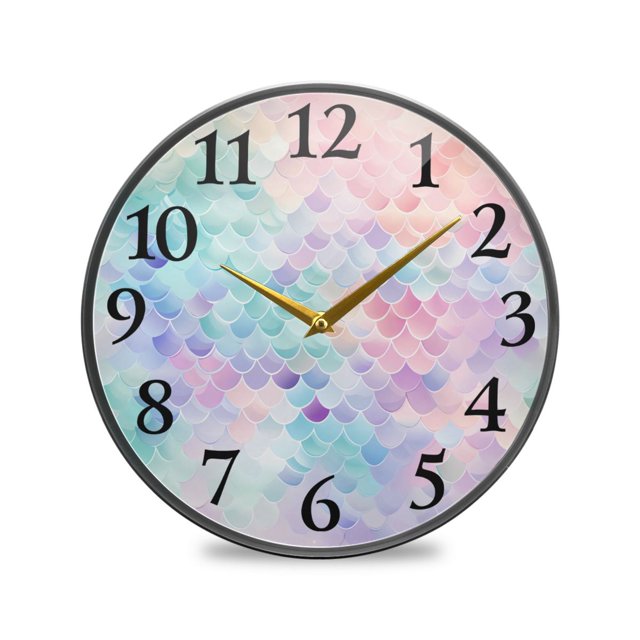 Scales Pink and Green Wall Clocks Battery Operated 11.9 Inch Round ...