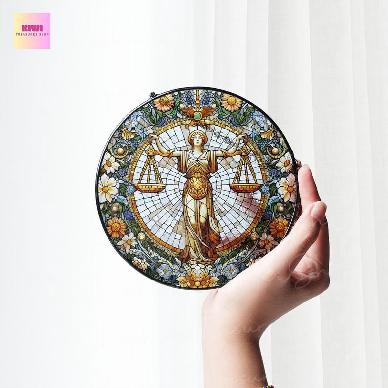 Scales of Justice GLASS Window Hanging,Glass suncatcher, Lawyer ...