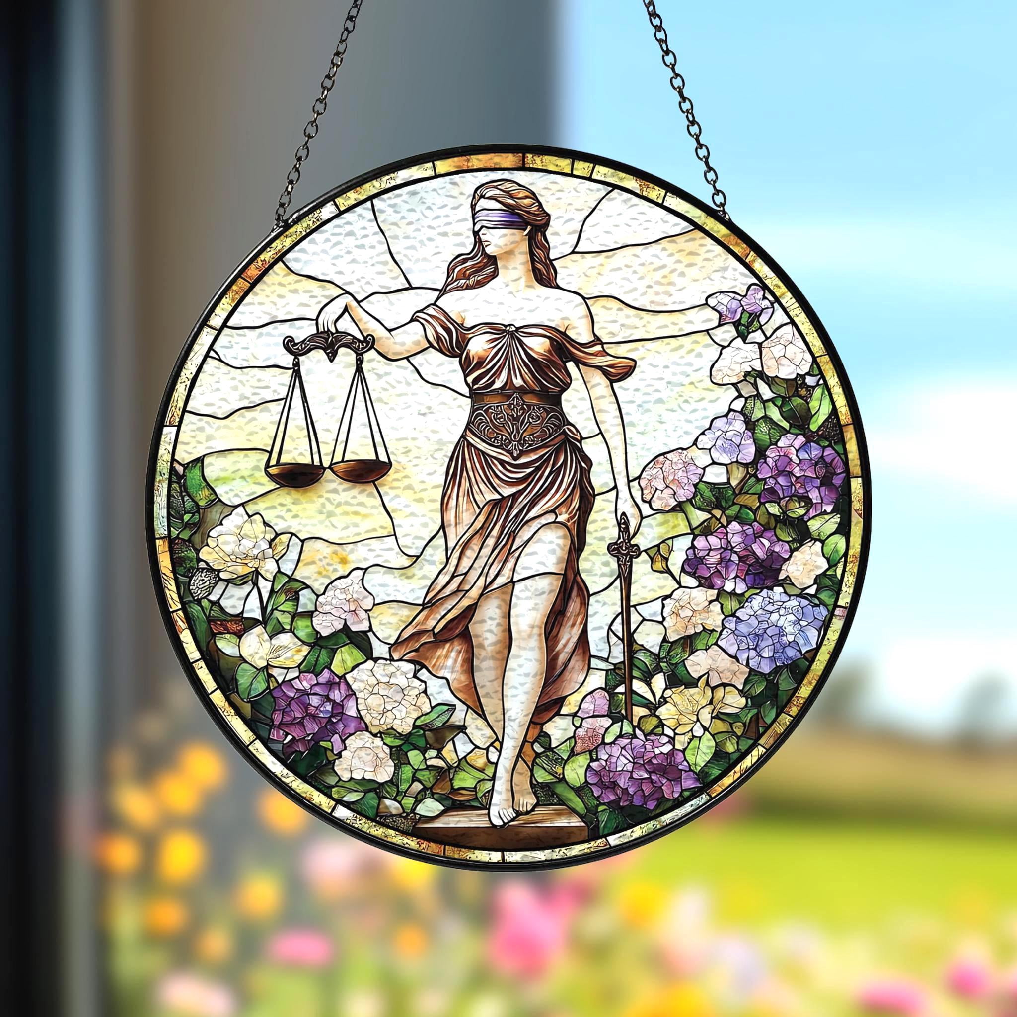 Scales of Justice Stained Glass Window Hanging, Scales of Justice ...