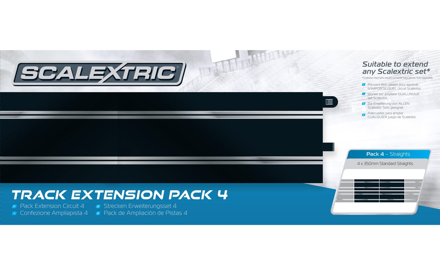 Scalextric Flexible Track Extension Pack 4 with 4 Standard Straight ...