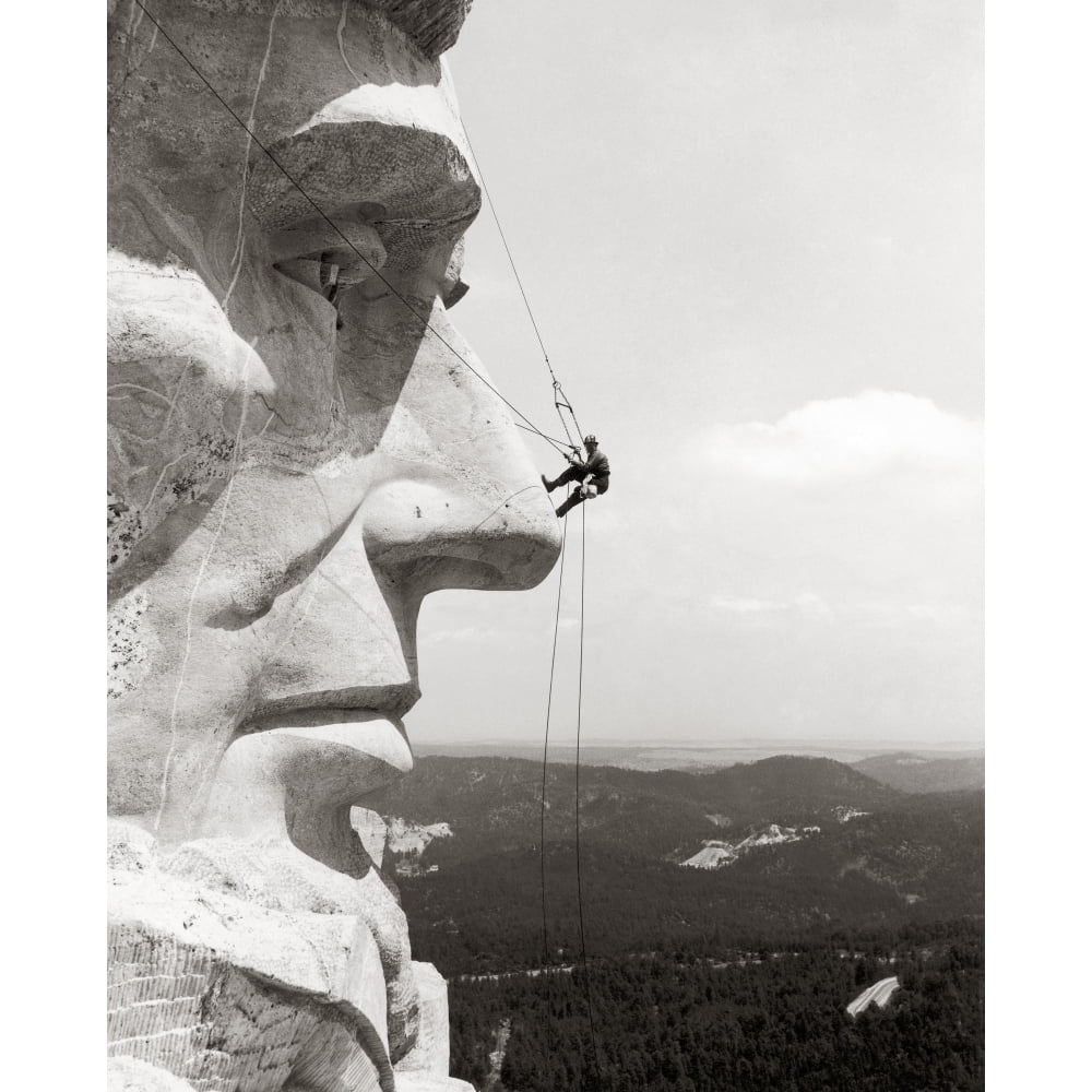 Scaling Mount Rushmore. Nscaling The Face Of President Abraham Lincoln ...