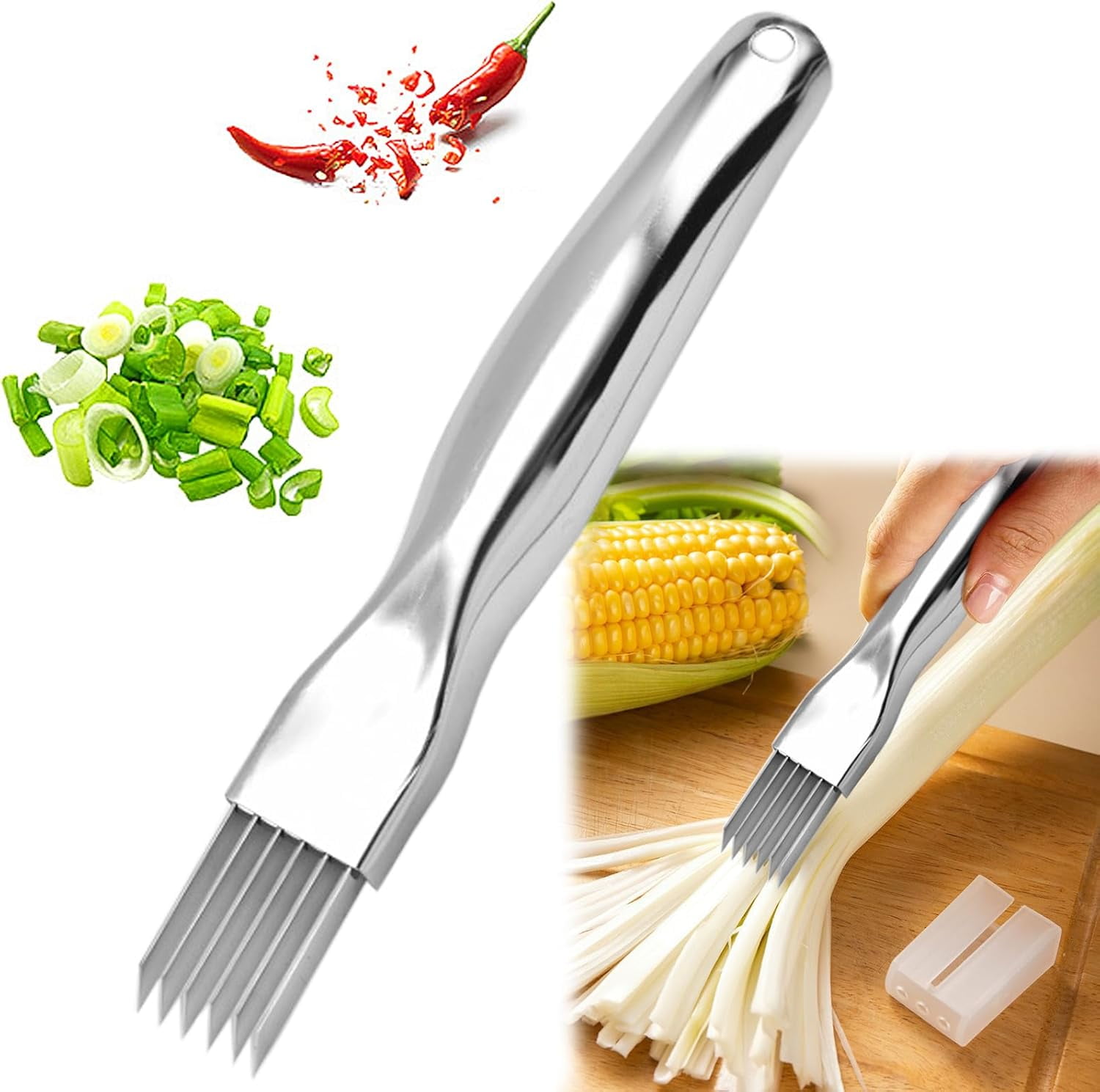 Scallion Shredder, Scallion Cutter with 6 Blades for Quick and Even ...