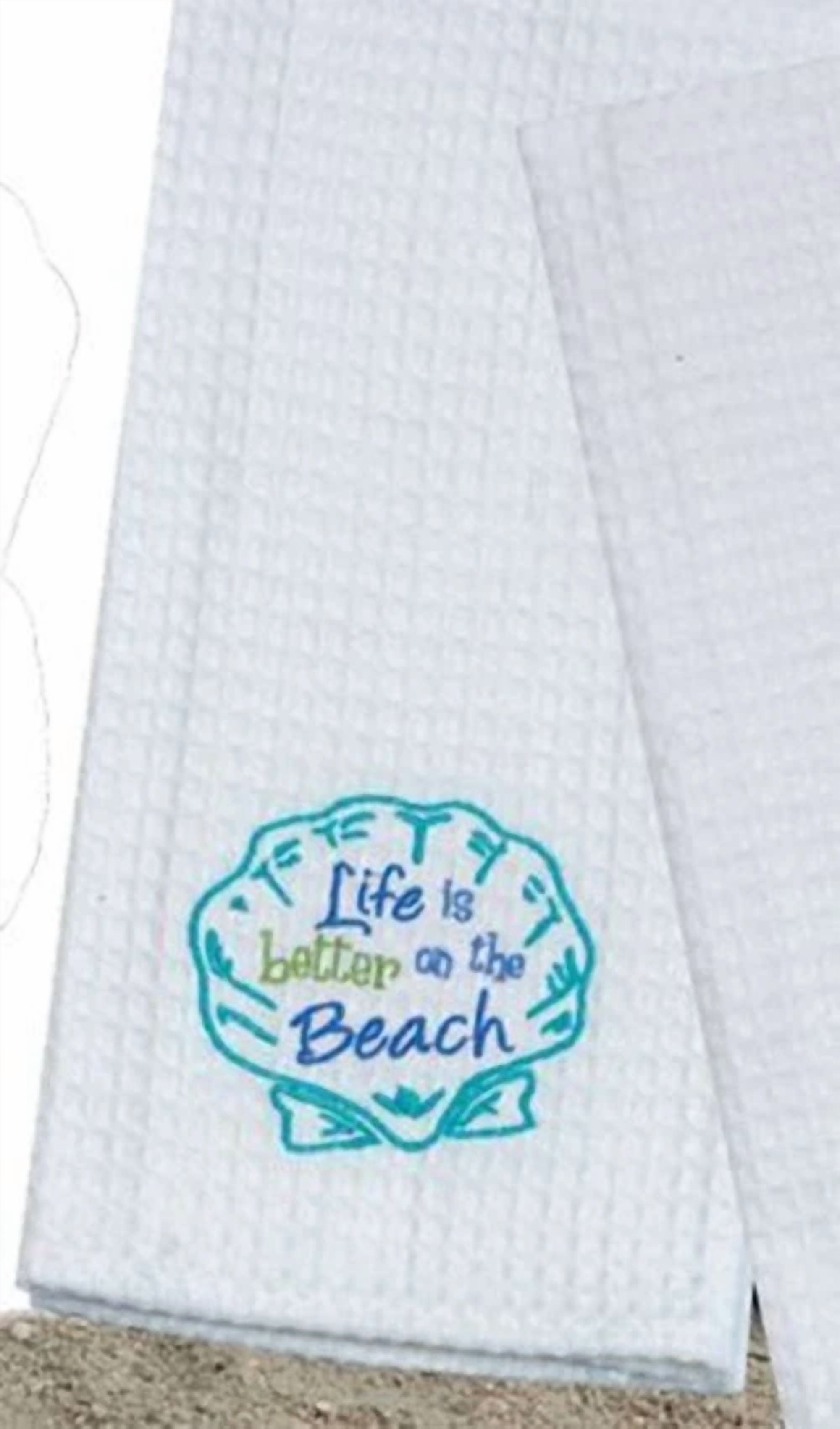 Scallop Beach Theme Waffle Weave Kitchen Towel - A8711 - Walmart.com