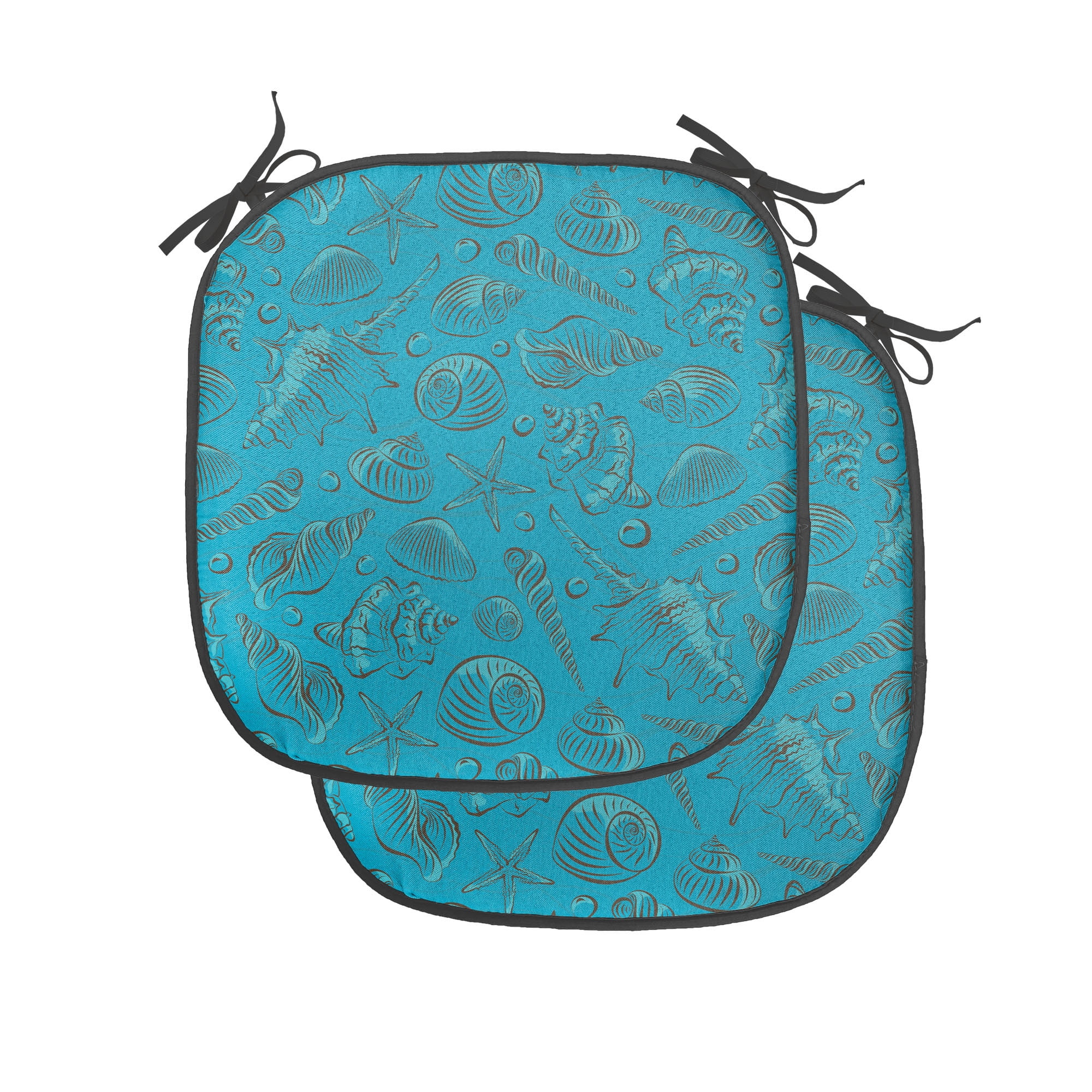 Scallop Chair Seating Cushion Set of 2, Continuous Underwater Creatures ...