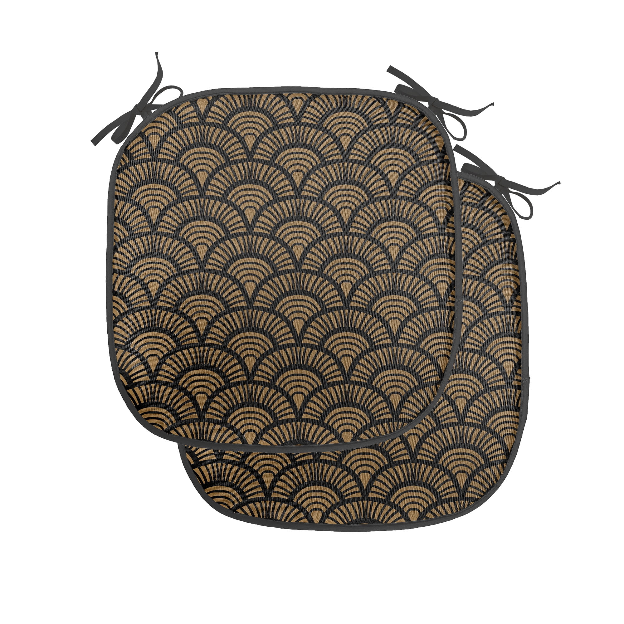 Scallop Chair Seating Cushion Set of 2, Vintage Abstract Hand Drawn Art ...