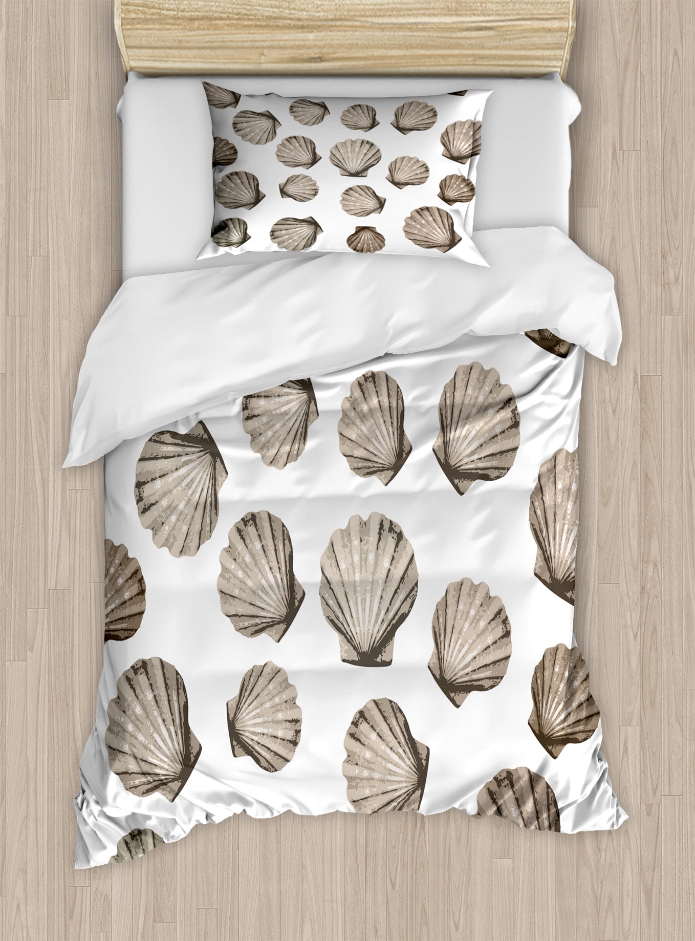Scallop Duvet Cover Set, Clam Seashells Beach Pecten Family Nautical ...