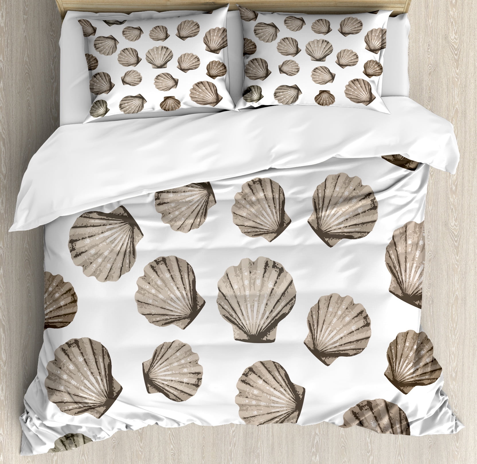 Scallop Duvet Cover Set, Clam Seashells Beach Pecten Family Nautical ...