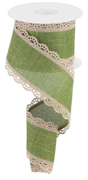 Scallop Edge Royal Wired Ribbon, 2.5 Inches x 10 Yards, Burlap, Moss ...