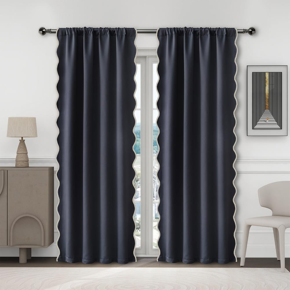 Scallop Edge Window Curtains, 52"W X 84"L X 2 Panel Blackout Thermal ...
