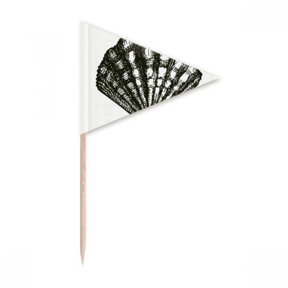 Scallop Marine Life Black Illustration Toothpick Triangle Cupcake ...
