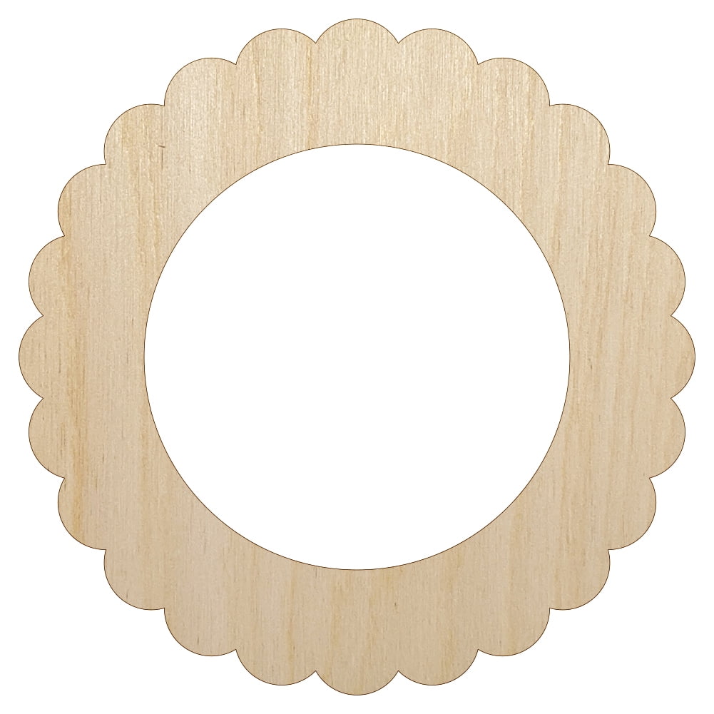Scallop Round Frame Wood Shape Unfinished Piece Cutout Craft DIY ...