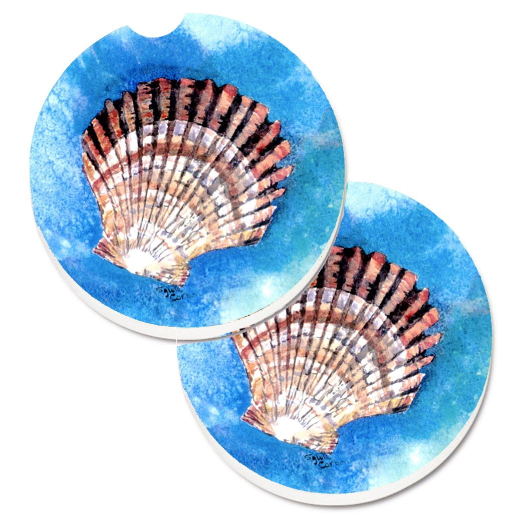 Scallop Sea Shell Set of 2 Cup Holder Car Coasters - Walmart.com