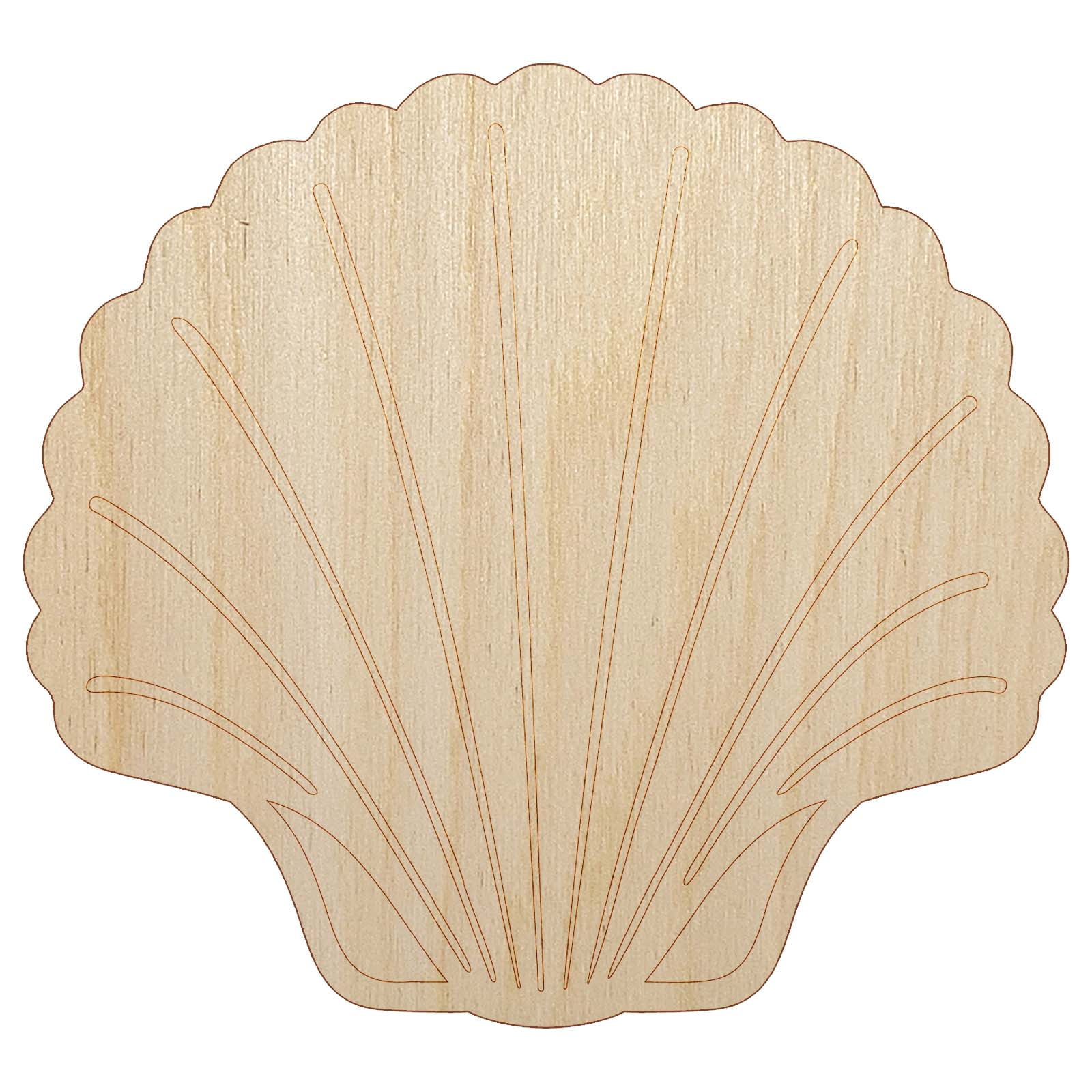Scallop Seashell Beach Shell Wood Shape Unfinished Piece Cutout Craft ...