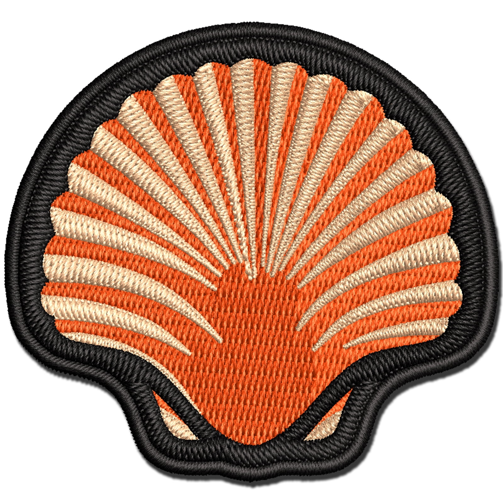 Scallop Seashell Hashmark Shaded Beach Shell Applique Multi-Color ...