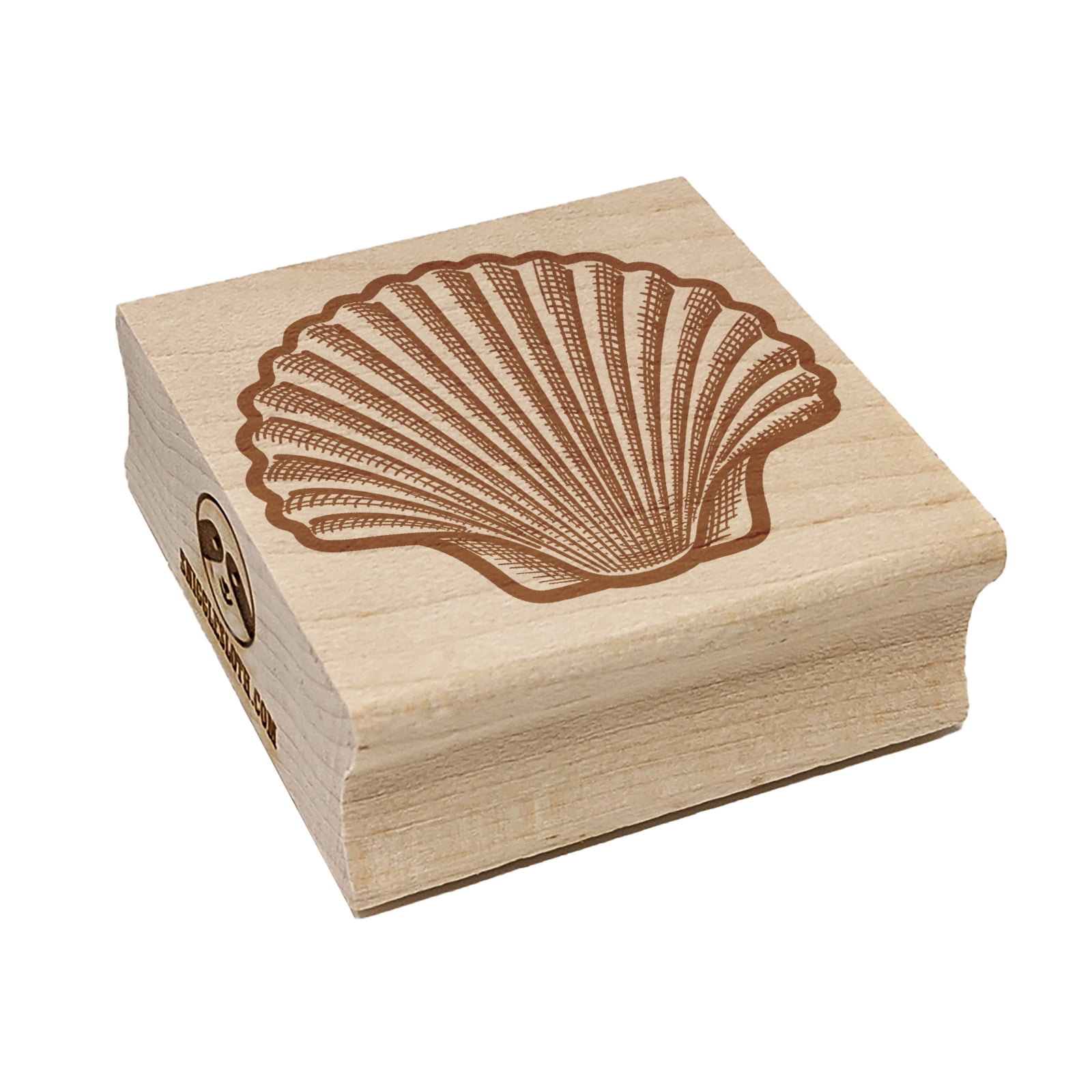 Scallop Seashell Hashmark Shaded Beach Shell Square Rubber Stamp ...