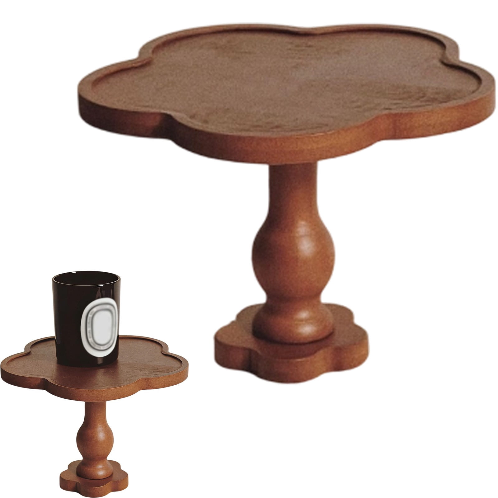 Scallop Wood Cake Stand - Light Retro Lace Wooden Dessert Tray, Natural ...