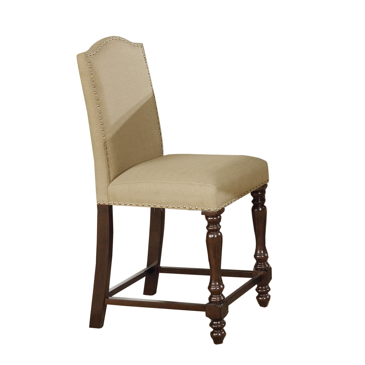 Benjara Scalloped Back Fabric Upholstered Counter Chair, Set of 2 ...
