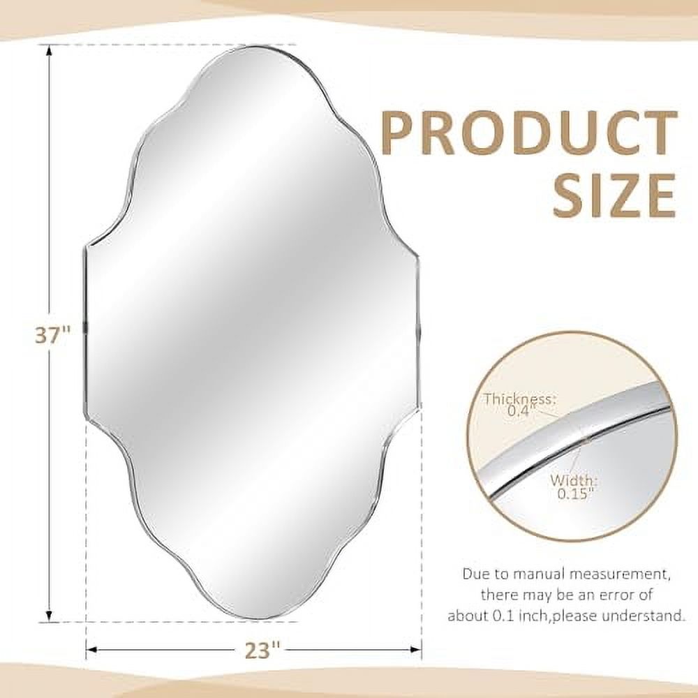 Scalloped Bathroom Mirror- Silver Mirror Wall Decor 23"x 37" Modern ...