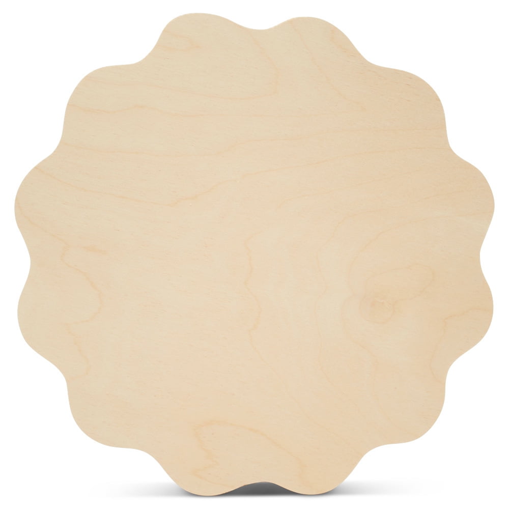 Scalloped Circle Wood Cutouts 12-inch, Pack of 50 Unfinished Wood ...