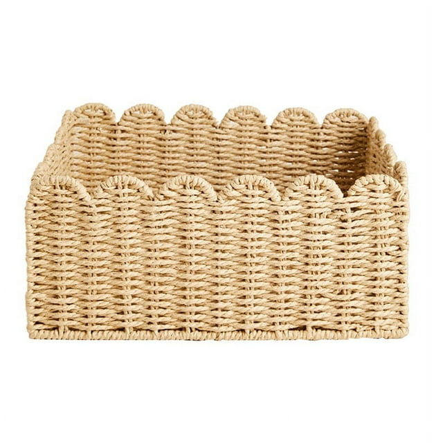 Scalloped Edge Basket, Paper Rope Storage Baskets, Hand Woven Baskets ...