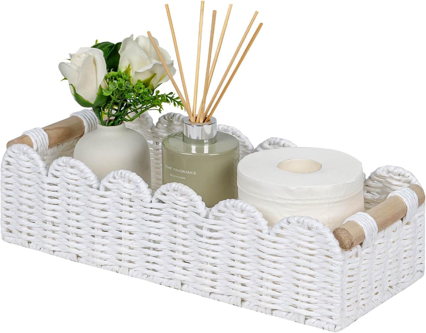 Scalloped Edge Toilet Paper Storage Basket, Living Room Home Cozy Decor ...