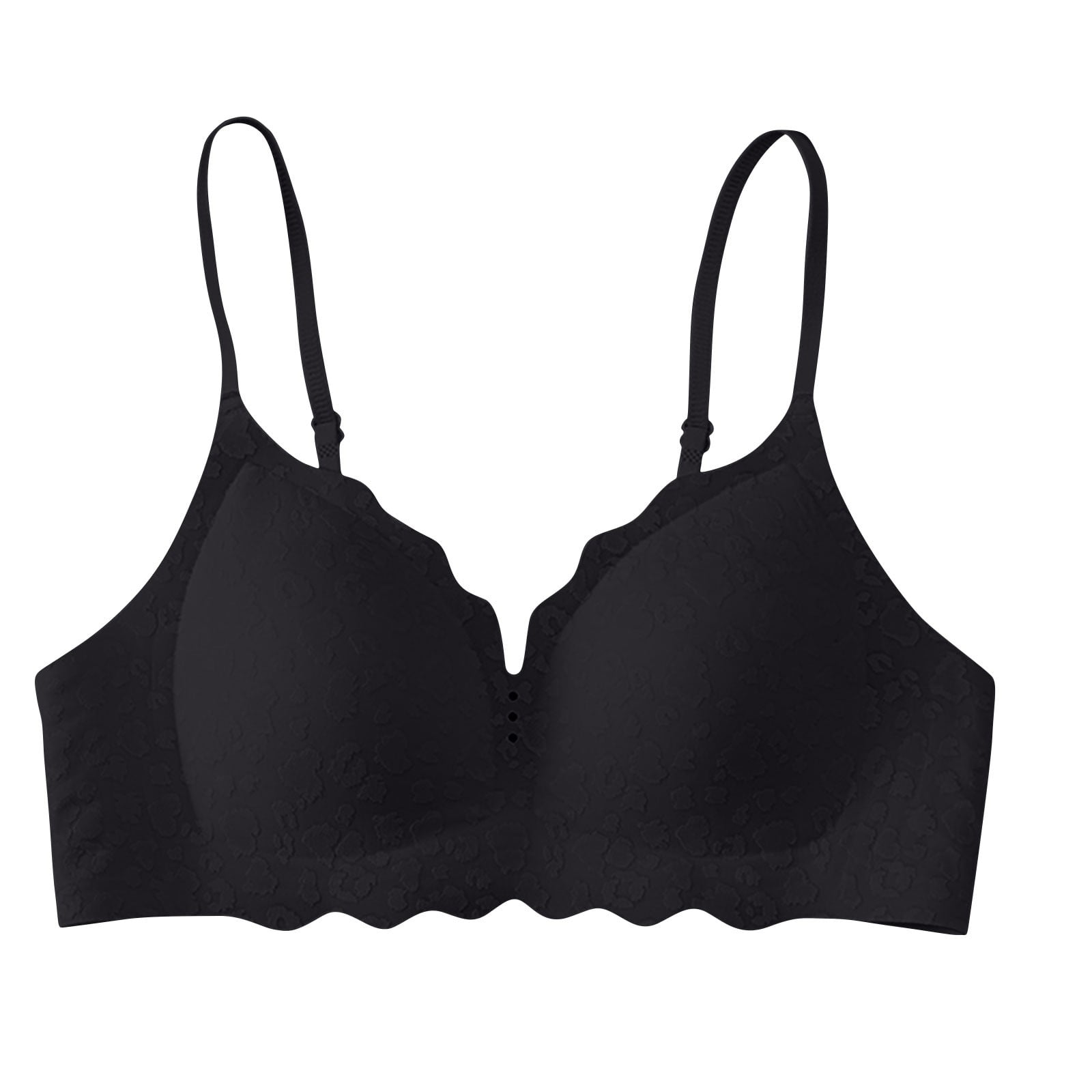 Scalloped Edge Wireless Bra for Women Padded Bralette Soft Seamless ...