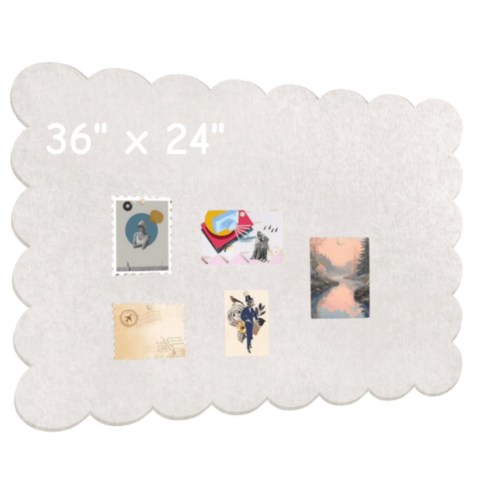 Scalloped Felt Bulletin Board, 36" x 24" Foldable Pin Cork Board ...