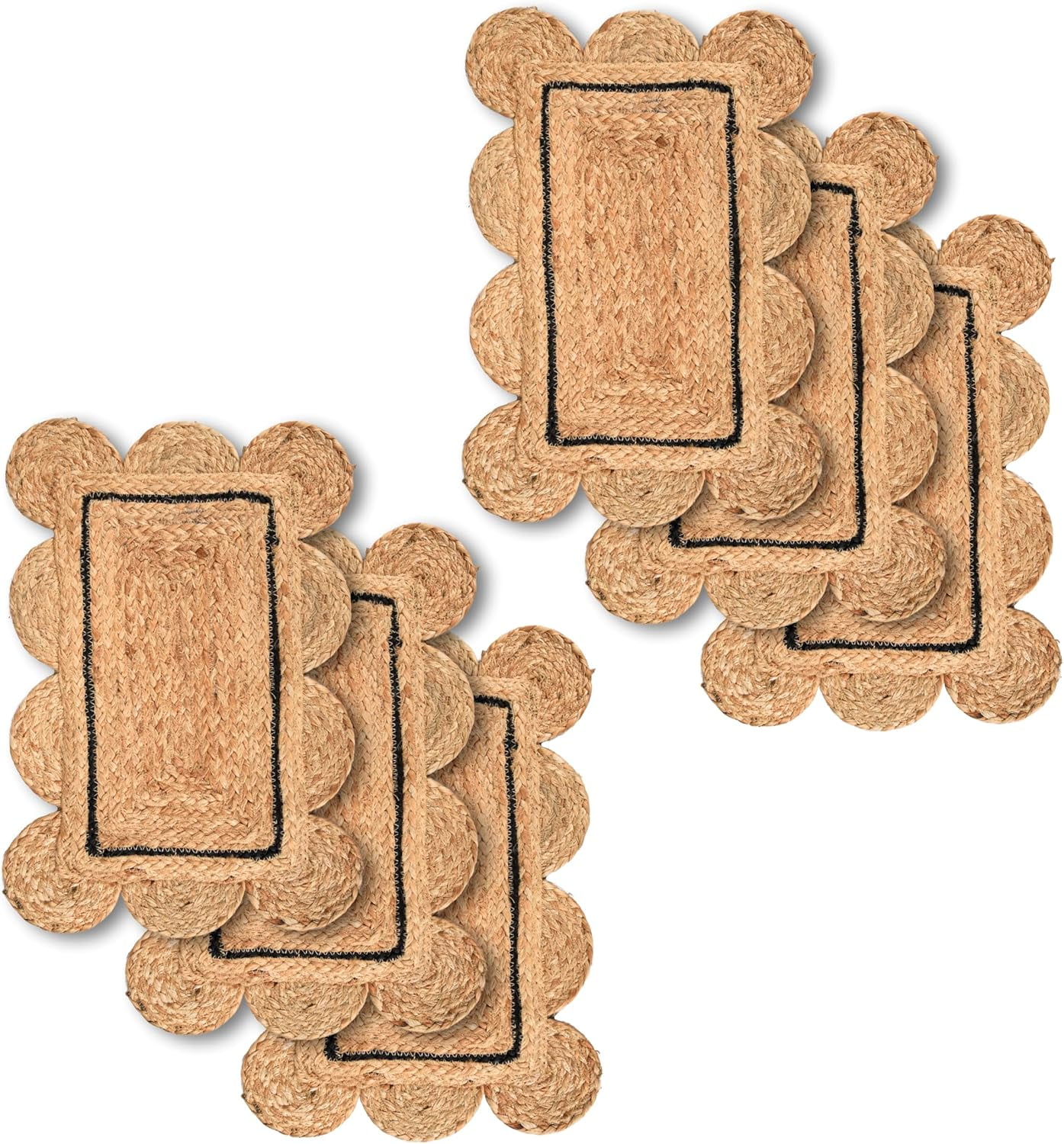 Scalloped Jute Placemats, Boho Tablemats, Farmhouse Natural Jute ...