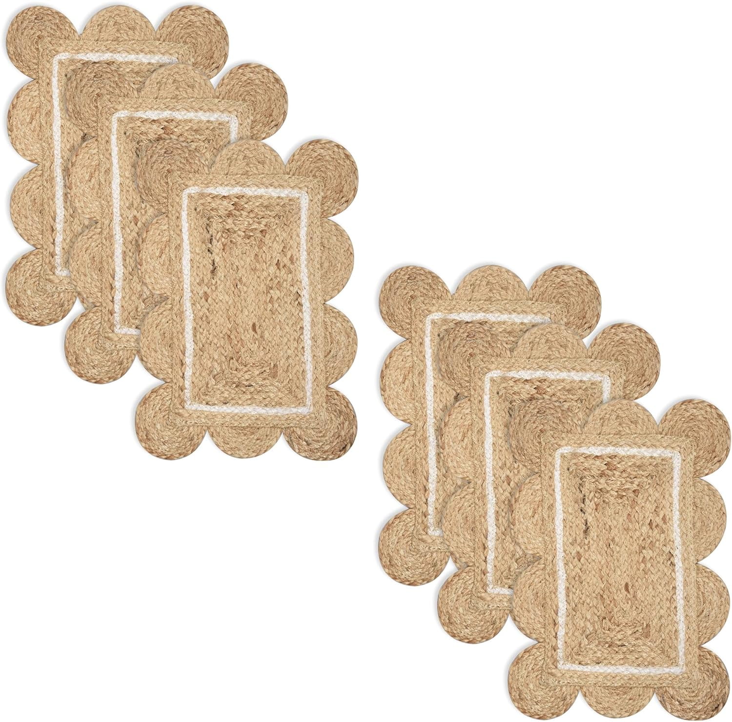 Scalloped Jute Placemats, Boho Tablemats, Farmhouse Natural Jute ...