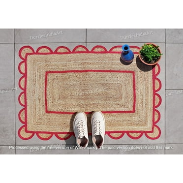 Yellow Trim Scallop - Jute Rug, Scalloped Rug, Jute Scalloped Rug ...