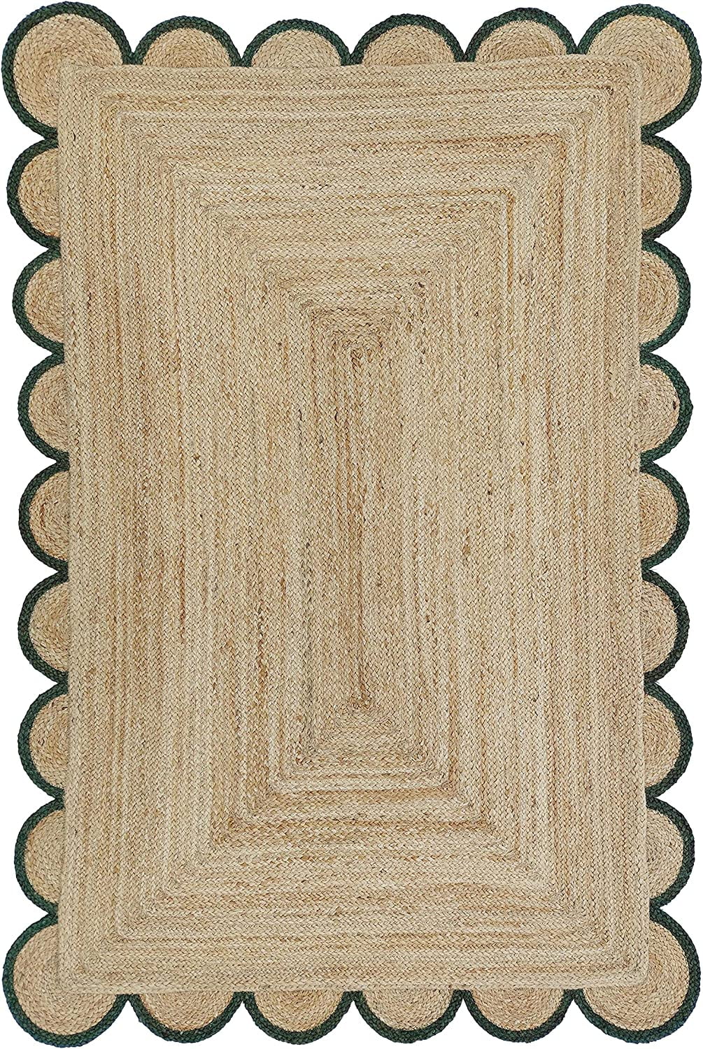 Scalloped Natural Jute Area Rug, Colored Trim - Walmart.com