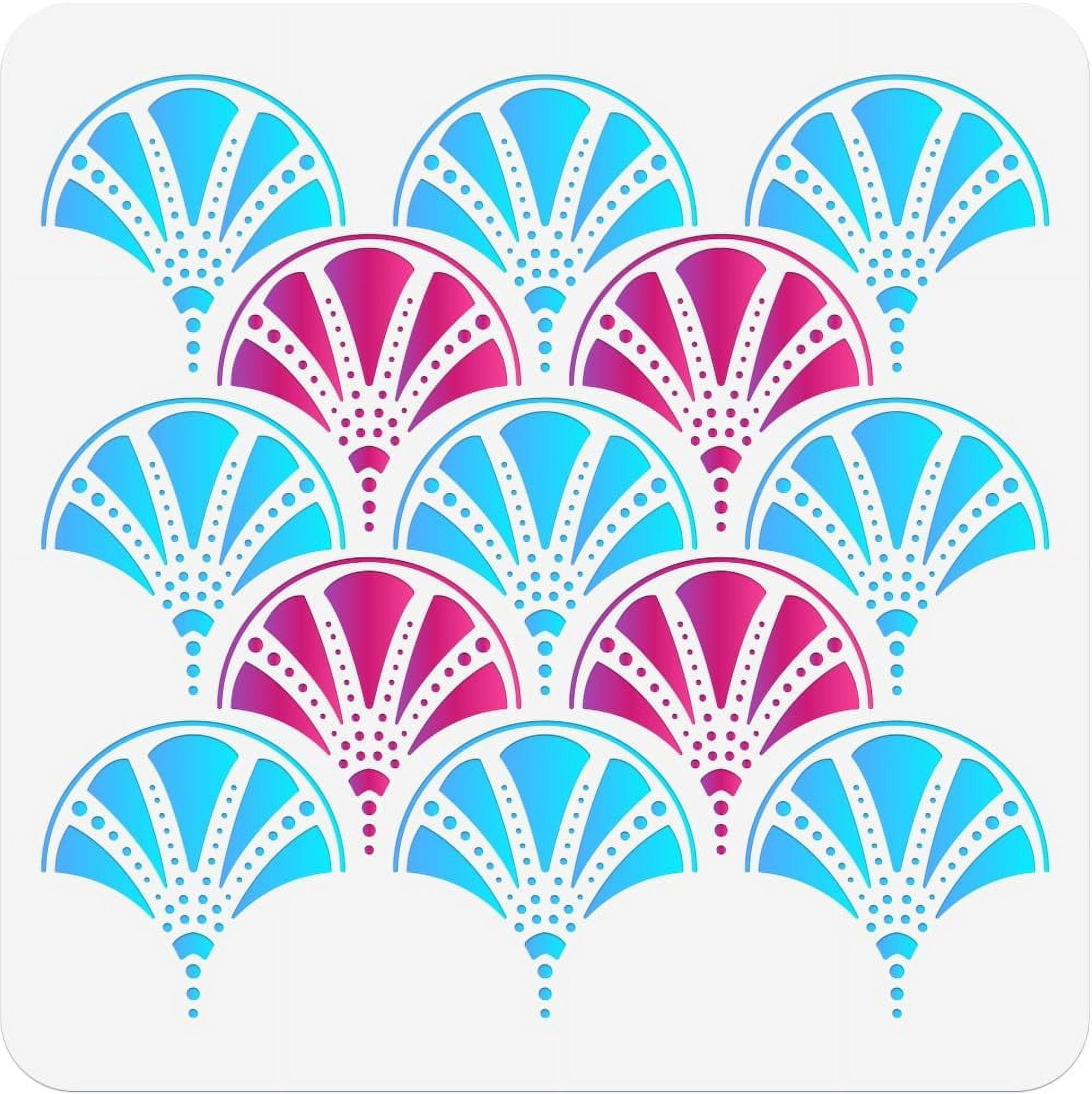Scalloped Pattern Painting Stencil 11.81x11.81 Inch Reusable DIY Art ...
