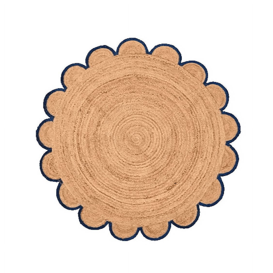 Scalloped Round Jute Rug - Black Trim - Walmart.com