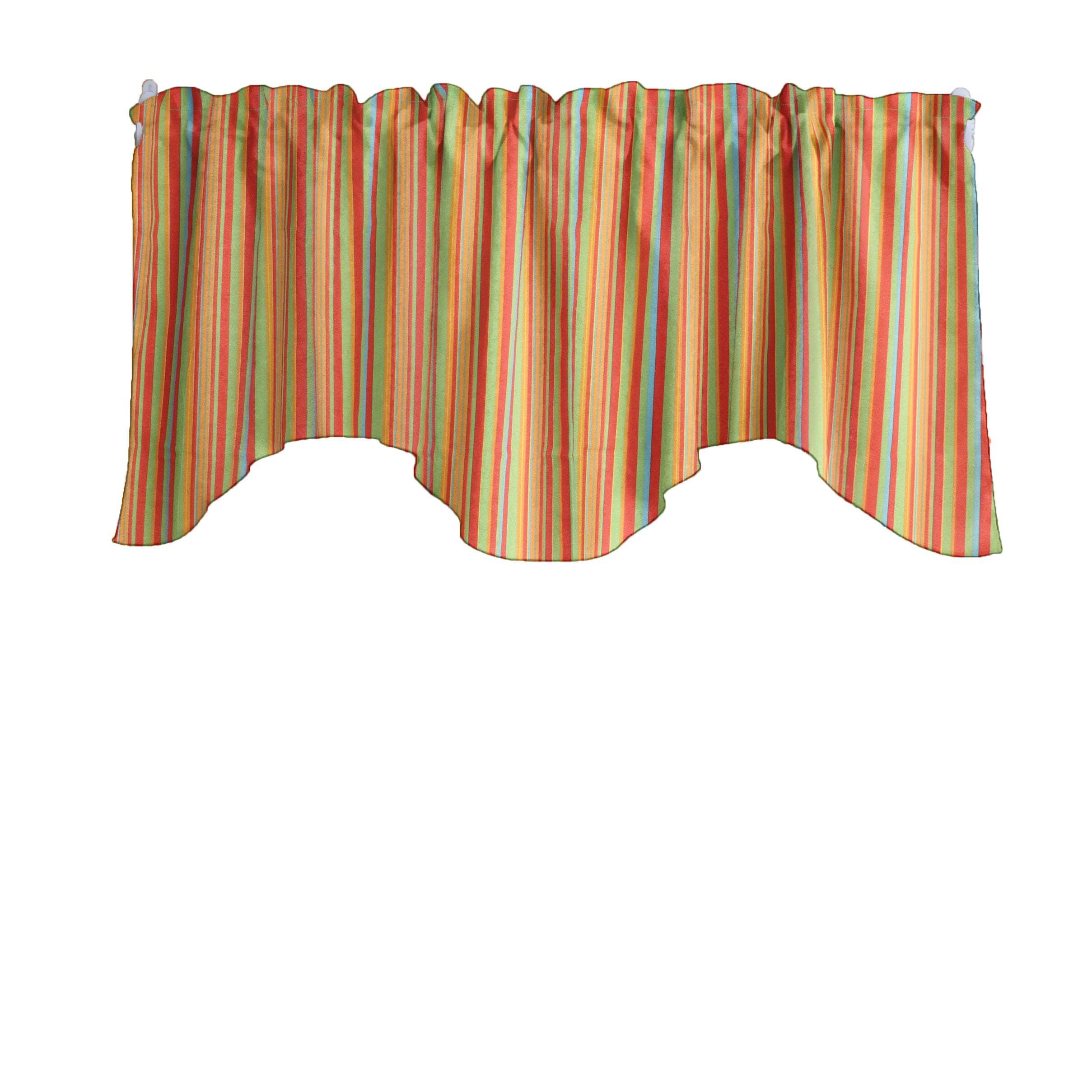 Scalloped Valance Cotton Multi Stripes Print 58" Wide / 20" Tall ...