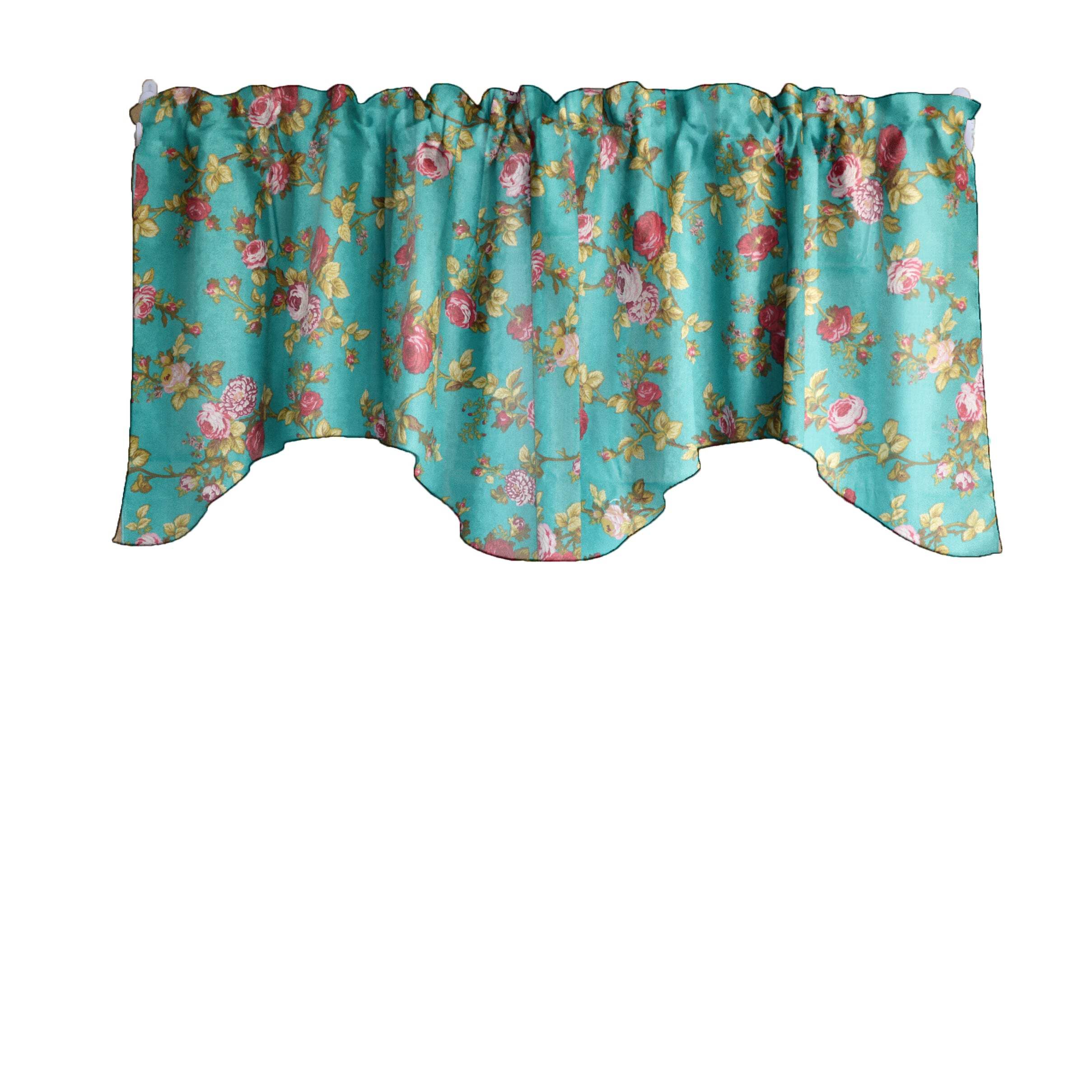 Scalloped Valance Cotton Vintage Floral Large Roses Print 58" Wide / 20 ...