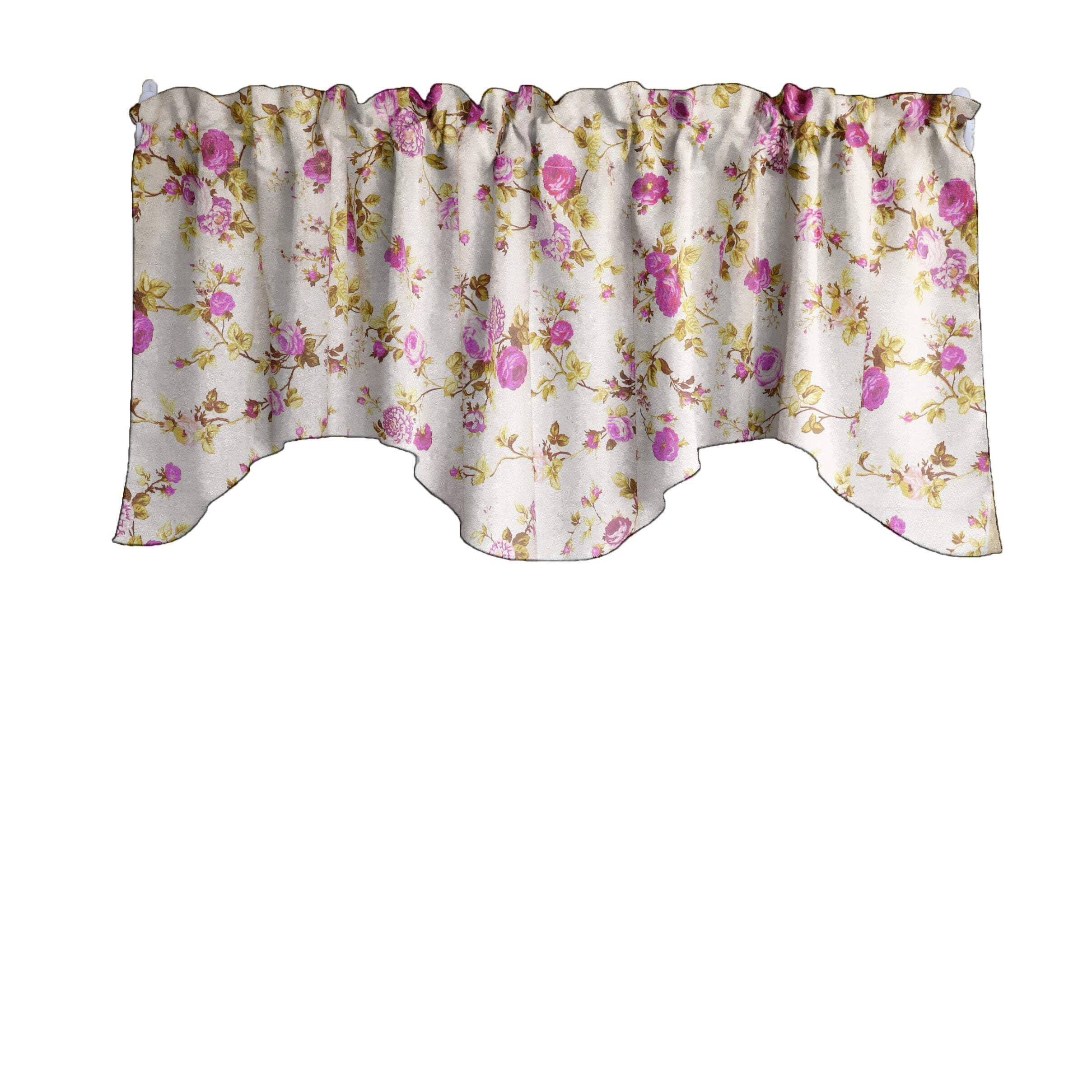 Scalloped Valance Cotton Vintage Floral Large Roses Print 58" Wide / 20 ...