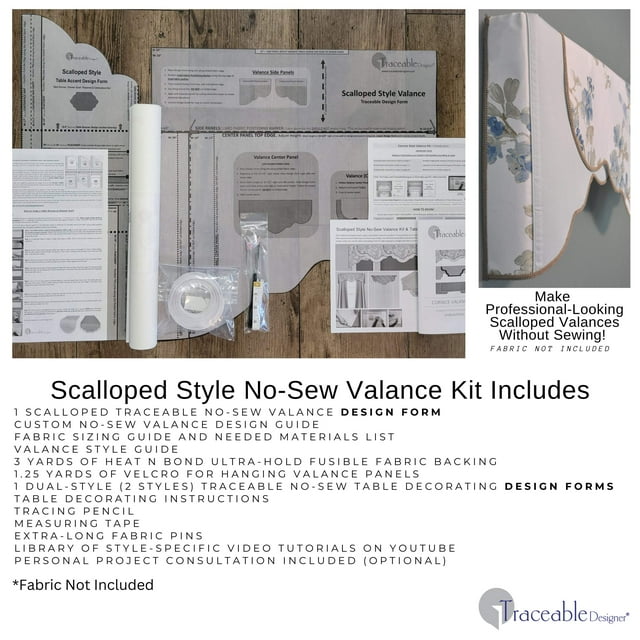 Scalloped Valance Kit for Bedroom, Kitchen, Living Room, No-Sewing ...