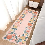 KaMinLy Bohemian Orange Floral Rug, 2'x6', Soft Washable Carpet for ...
